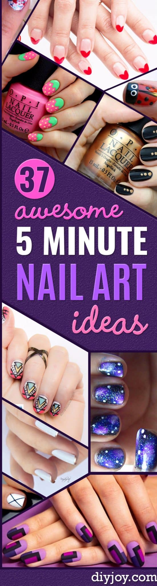 37 Quick but Awesome 5 Minute Nail Art Ideas
