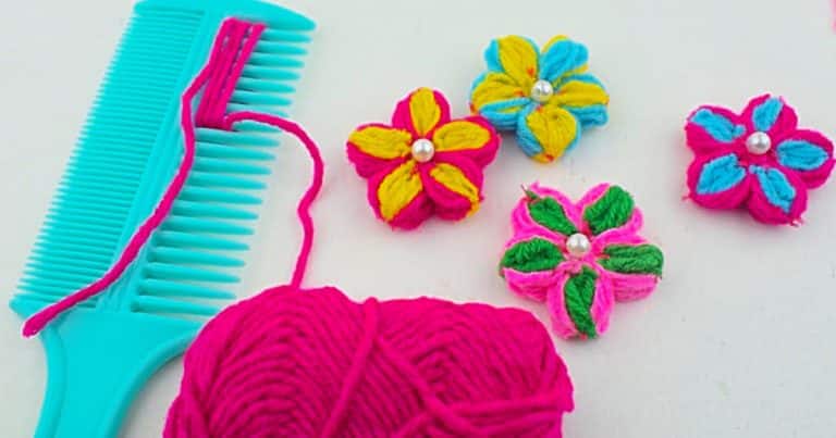 Make A Yarn Flower Using A Comb - DIY Joy
