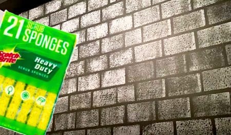 How To Paint A Faux Brick Wall Using Kitchen Sponges - DIY Joy