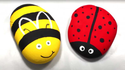 Quick and Easy Ladybug and Bumblebee Painted Rocks - DIY Joy