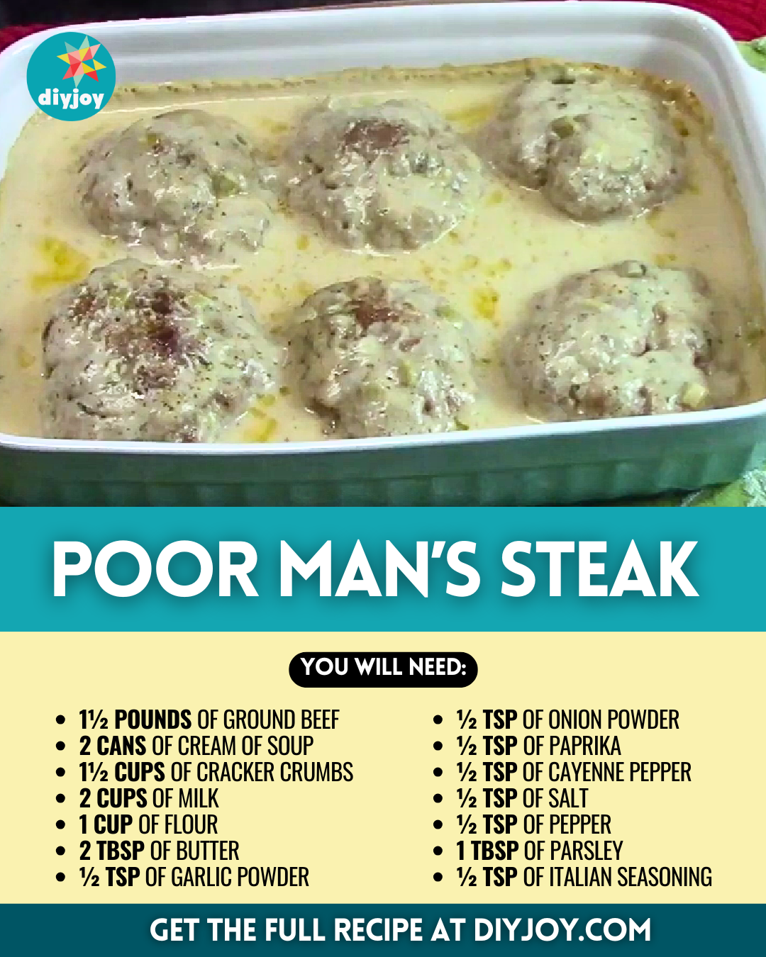 Easy Poor Man's Steak Recipe - DIY Joy