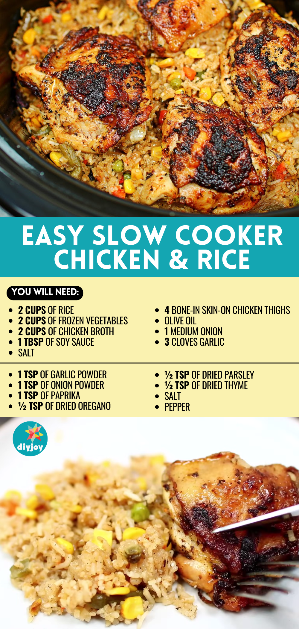 Easy Slow Cooker Chicken & Rice Recipe - DIY Joy