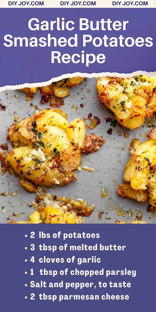Crispy Garlic Butter Smashed Potatoes Recipe - DIY Joy
