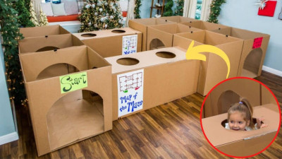 Fun DIY Indoor Maze Using Cardboard Boxes - DIY Joy