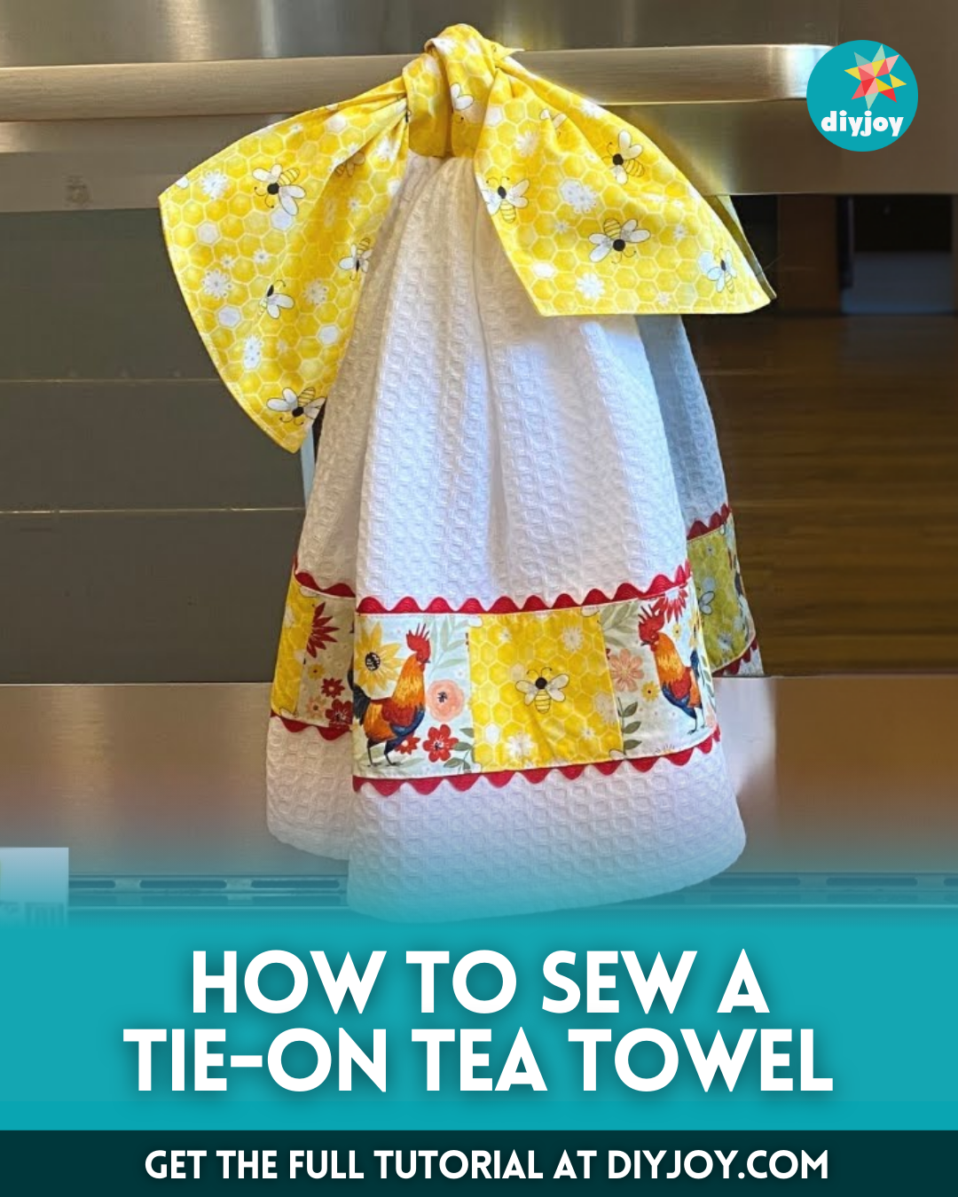 How To Sew A Pretty Tie-On Tea Towel - DIY Joy