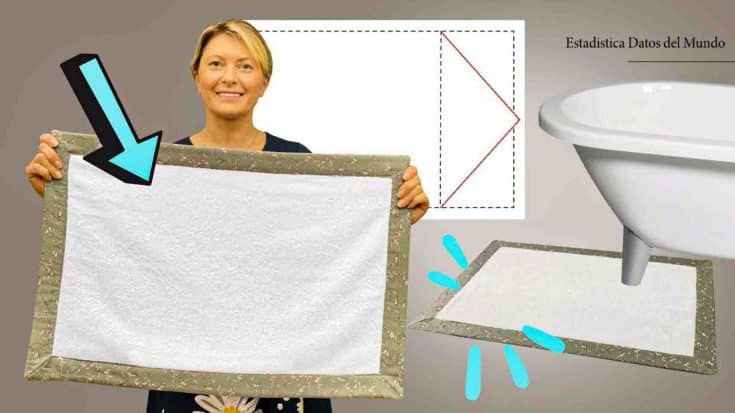 DIY Bath Rug With Old Towels Tutorial - DIY Joy