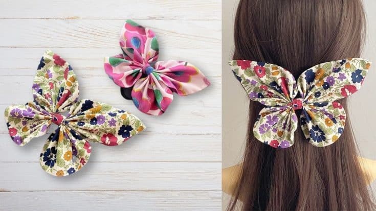 Easy Large Fabric Butterfly Hair Clips DIY - DIY Joy