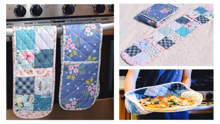 Adorable Double Oven Mittens from Fabric Scraps - DIY Joy