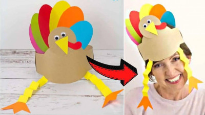 Easy DIY Paper Thanksgiving Turkey Hat Tutorial - DIY Joy