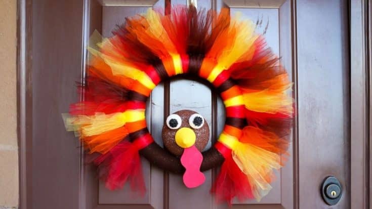 Easy DIY Turkey Tulle Wreath Tutorial - DIY Joy