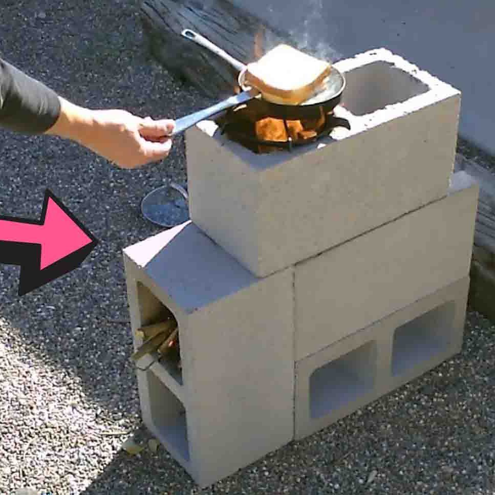 Double Rocket Stove Cinder Block
