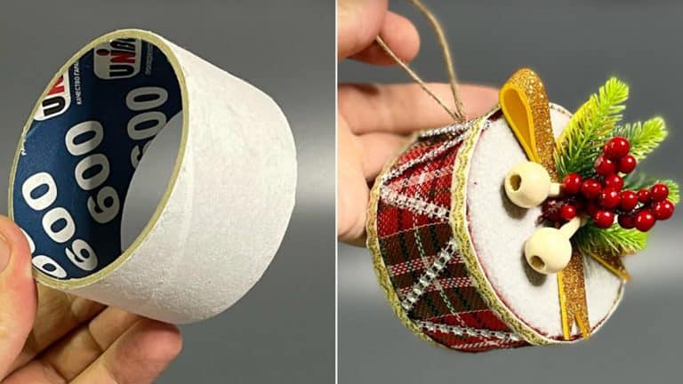 Christmas Drum Ornament Made from Tape Roll - DIY Joy