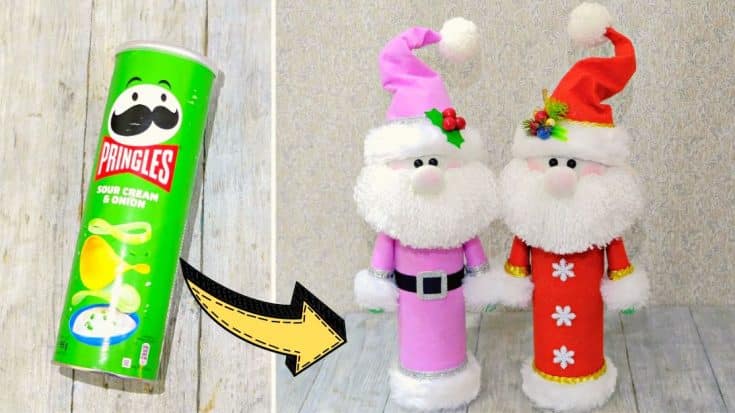 Easy DIY Santa Décor Using Recycled Pringles Can - DIY Joy