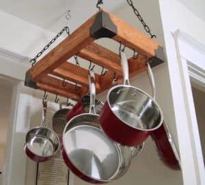 How to Build a Simple DIY Hanging Pan & Pot Rack - DIY Joy