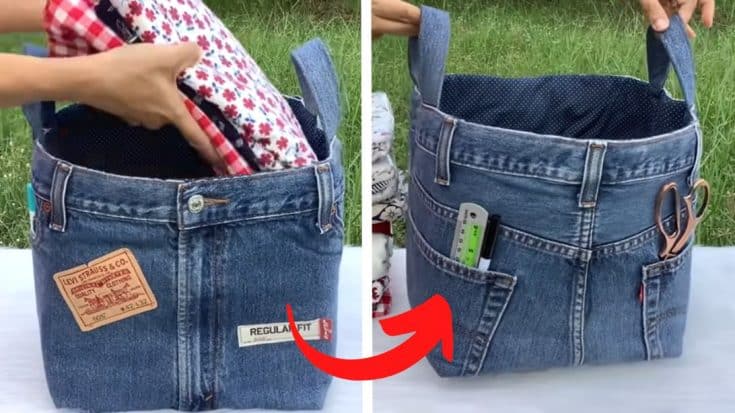 How to Sew Large Boxes From Old Jeans - DIY Joy
