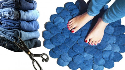 DIY Doormat Using Old Jeans - DIY Joy