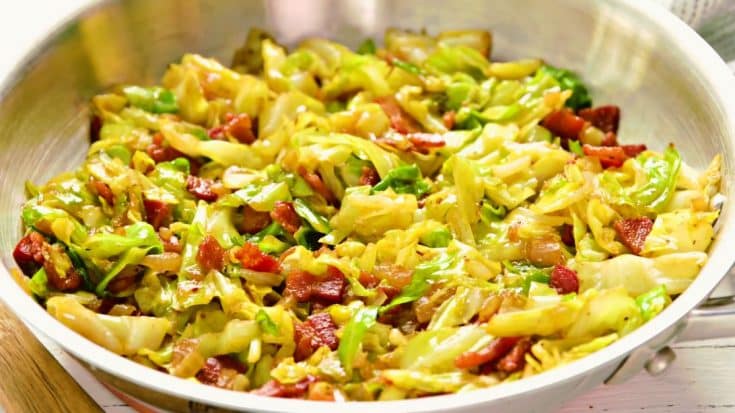 6-Ingredient Simple Skillet Fried Cabbage & Bacon Recipe - DIY Joy