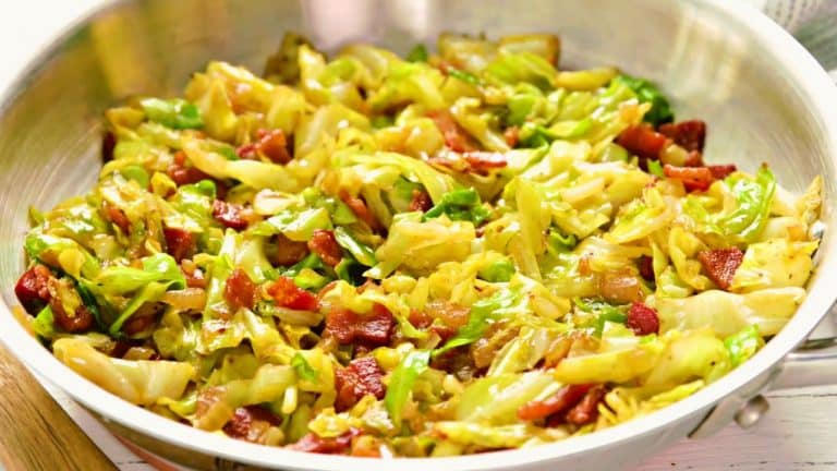 6-Ingredient Simple Skillet Fried Cabbage & Bacon Recipe - DIY Joy