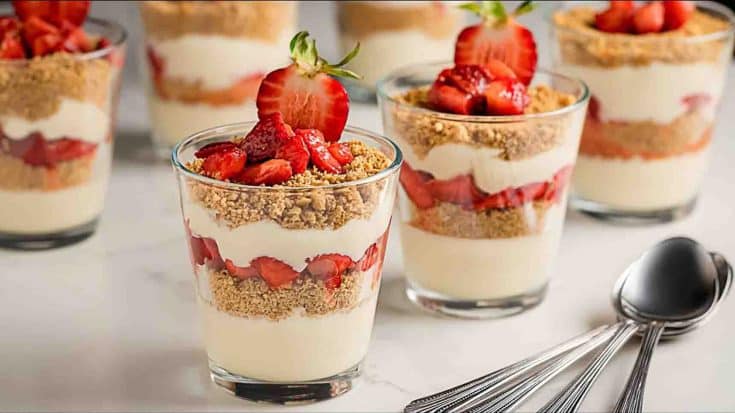 No-Bake Strawberry Cheesecake Cups Recipe - DIY Joy