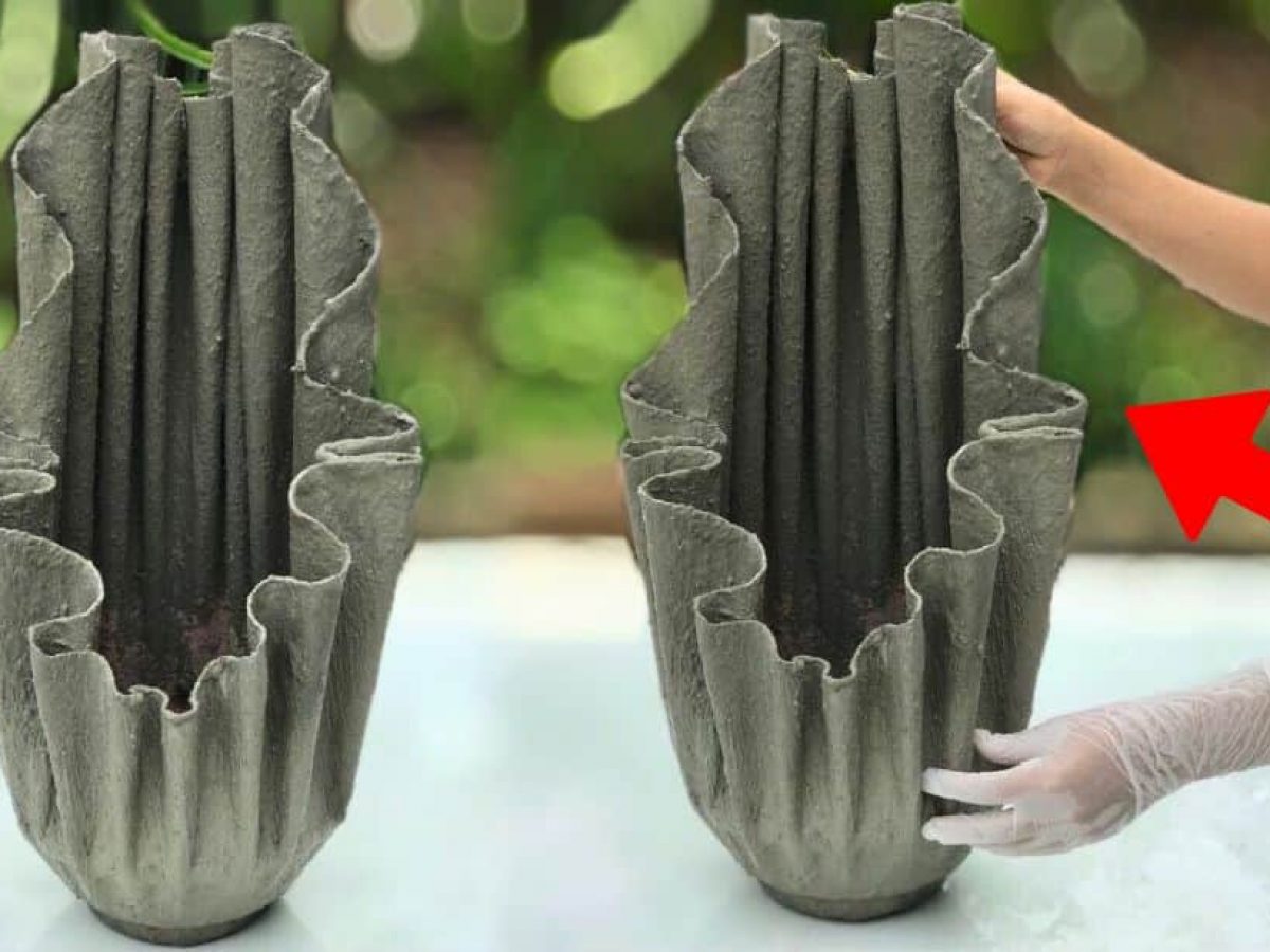 Flower Pot Made Of Cement Square Gray Grey Cement Flower Pot, Size: 9