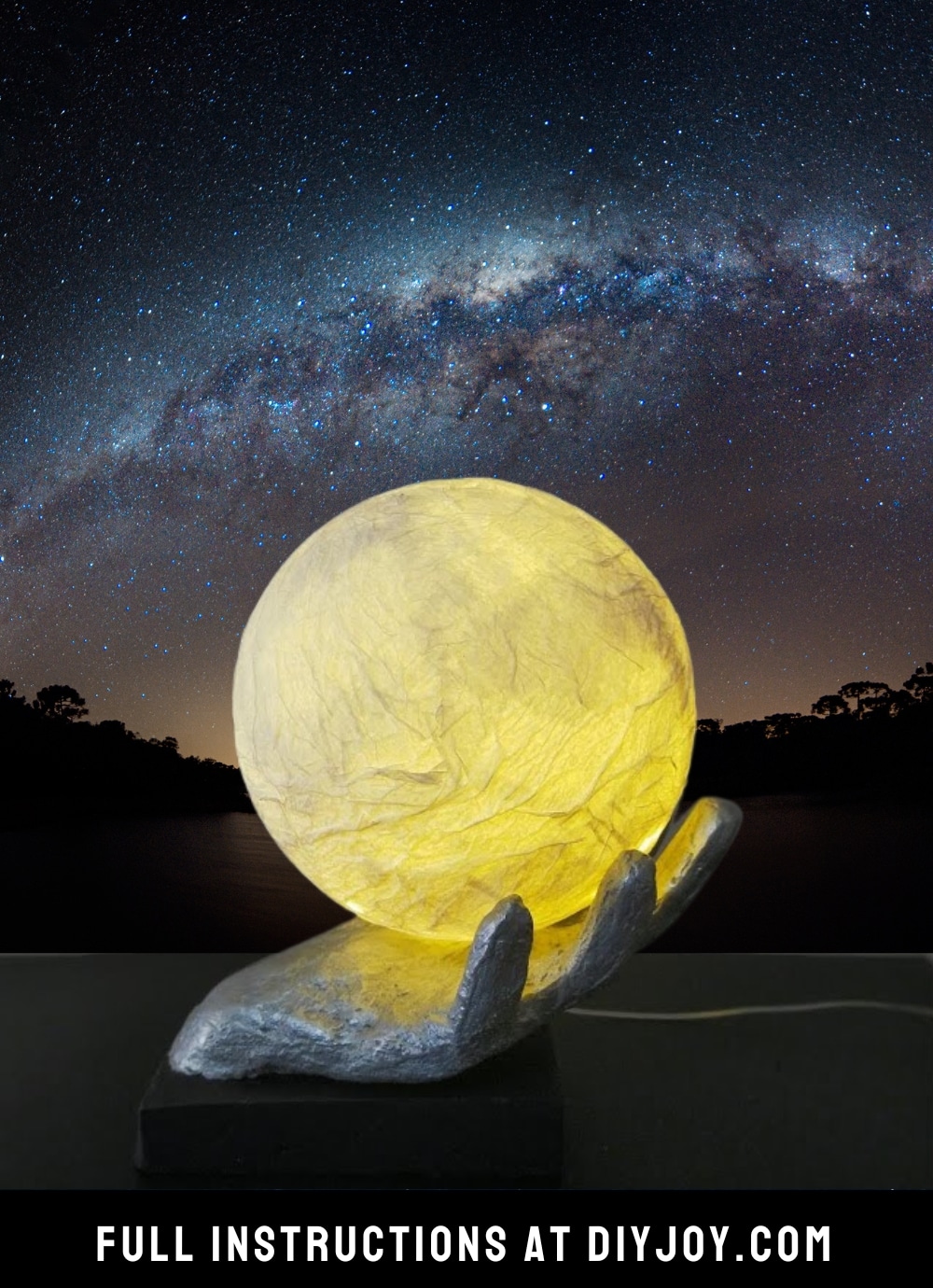 Hand Holding The Moon Lampshade DIY