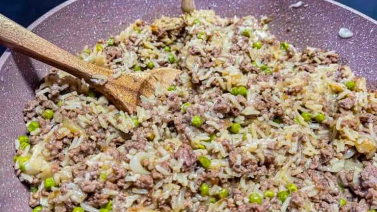 One-Skillet French Onion Ground Beef & Rice - DIY Joy