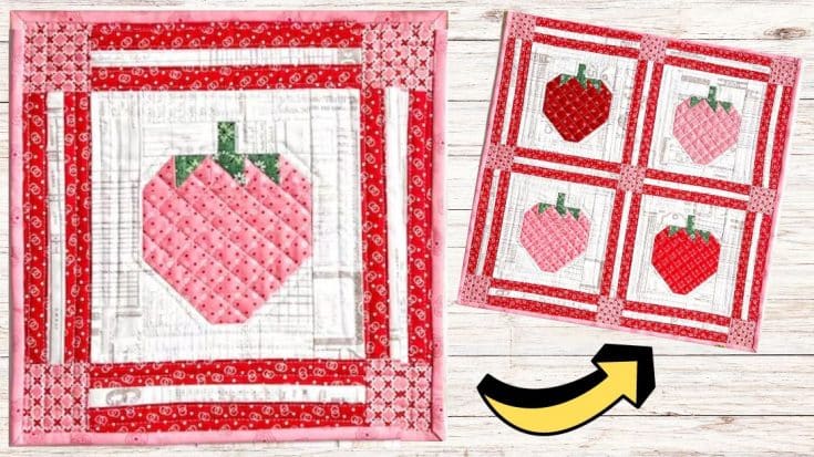 How to Make a Cute Strawberry Quilt Block - DIY Joy