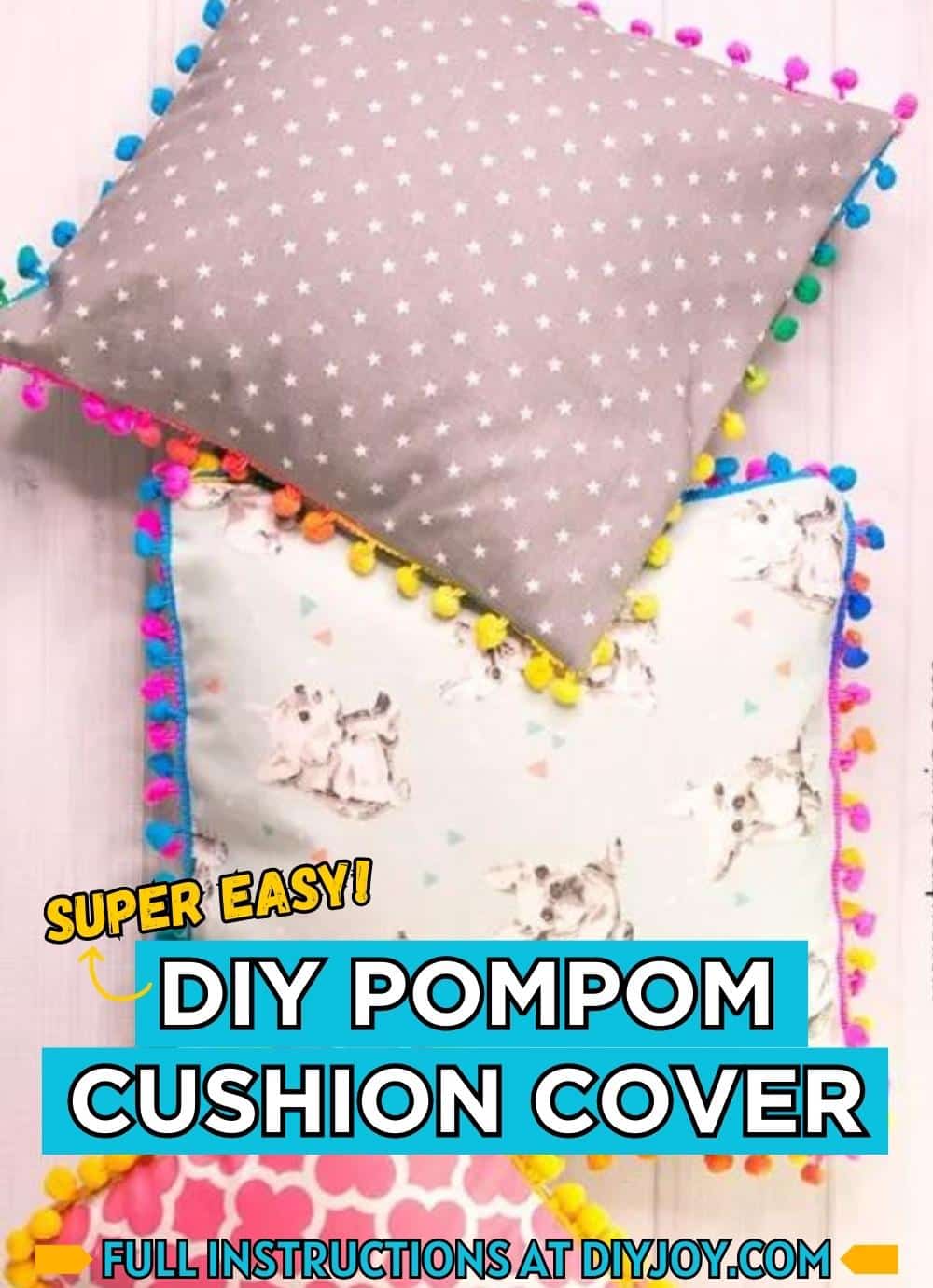 Easy Pom Pom Cushion Cover Tutorial