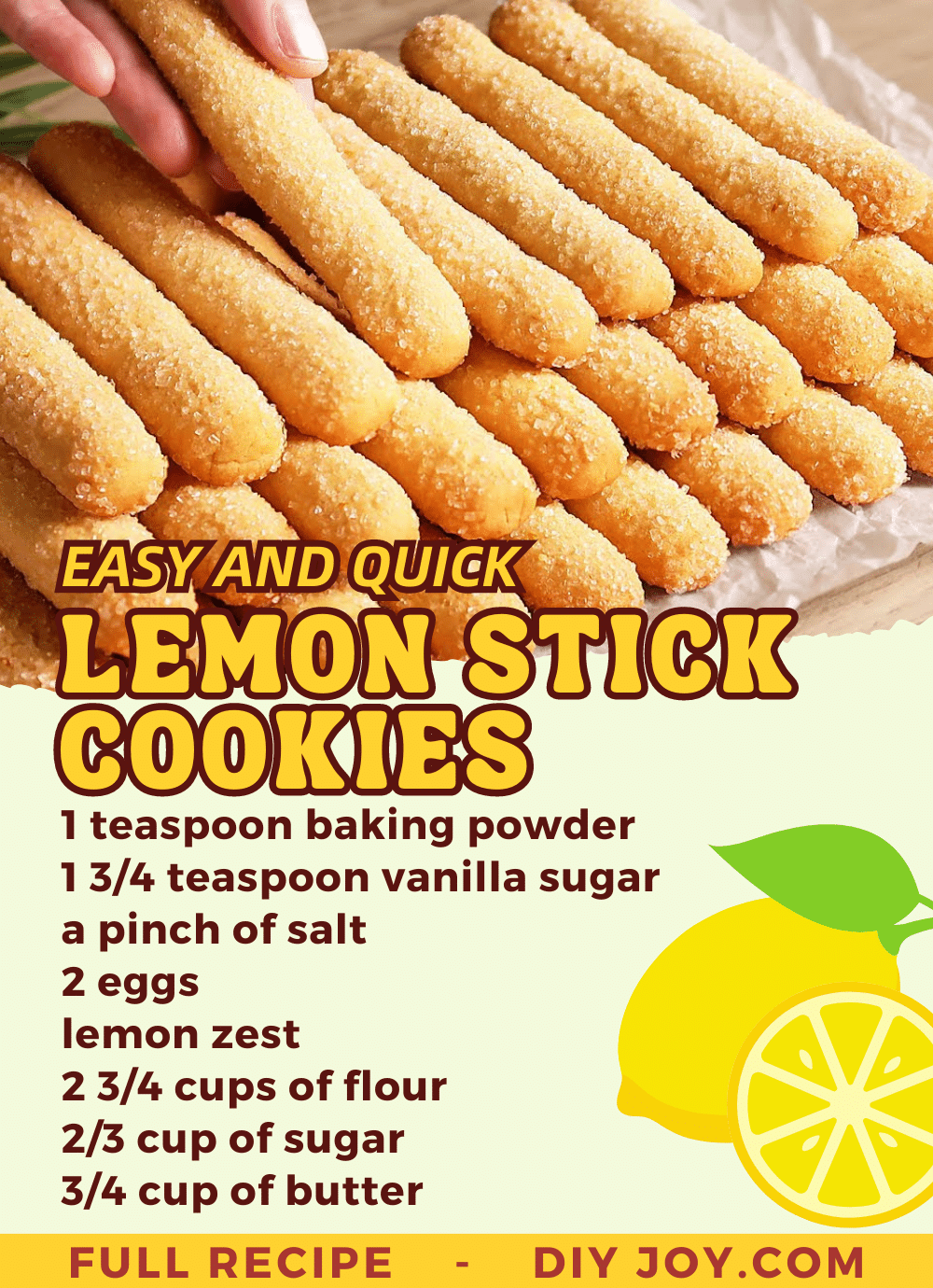 Easy and Quick Lemon Stick Cookies