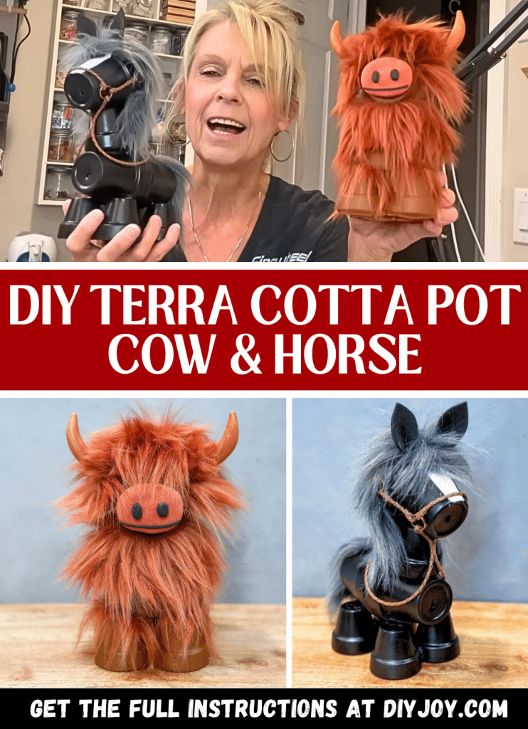 Cute DIY Clay Pot Cow and Horse - DIY Joy