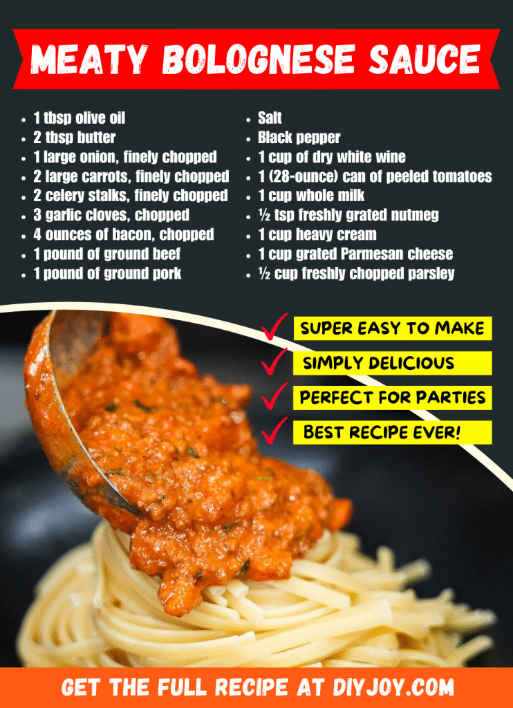 Mouth-Watering Meaty Bolognese Sauce Recipe - DIY Joy