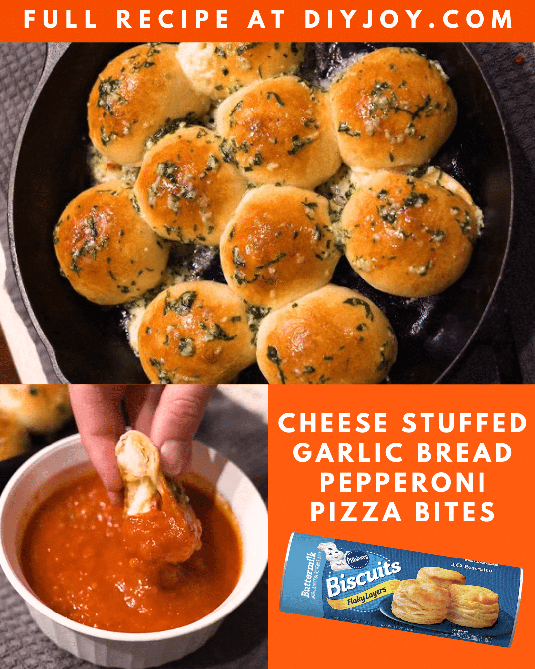 Cheese Stuffed Garlic Bread Pepperoni Pizza Bites