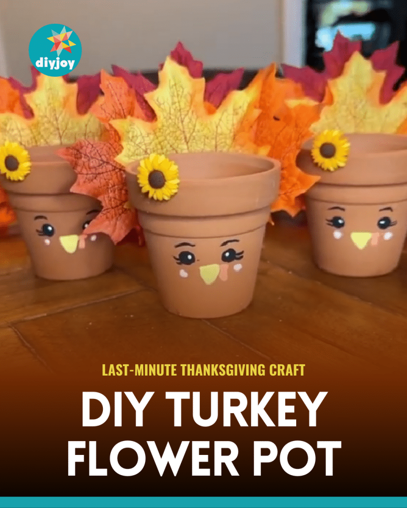 Easy DIY Turkey Flower Pot For Thanksgiving - DIY Joy