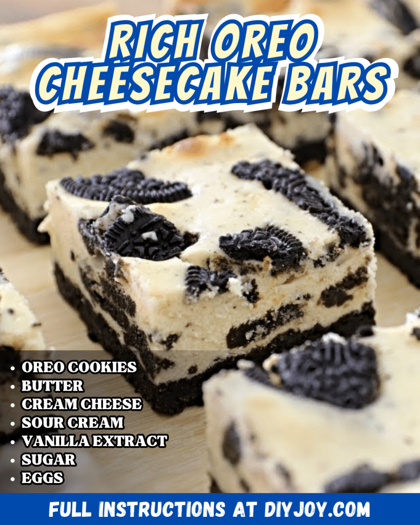 Easy-to-Make Rich Oreo Cheesecake Bars - DIY Joy