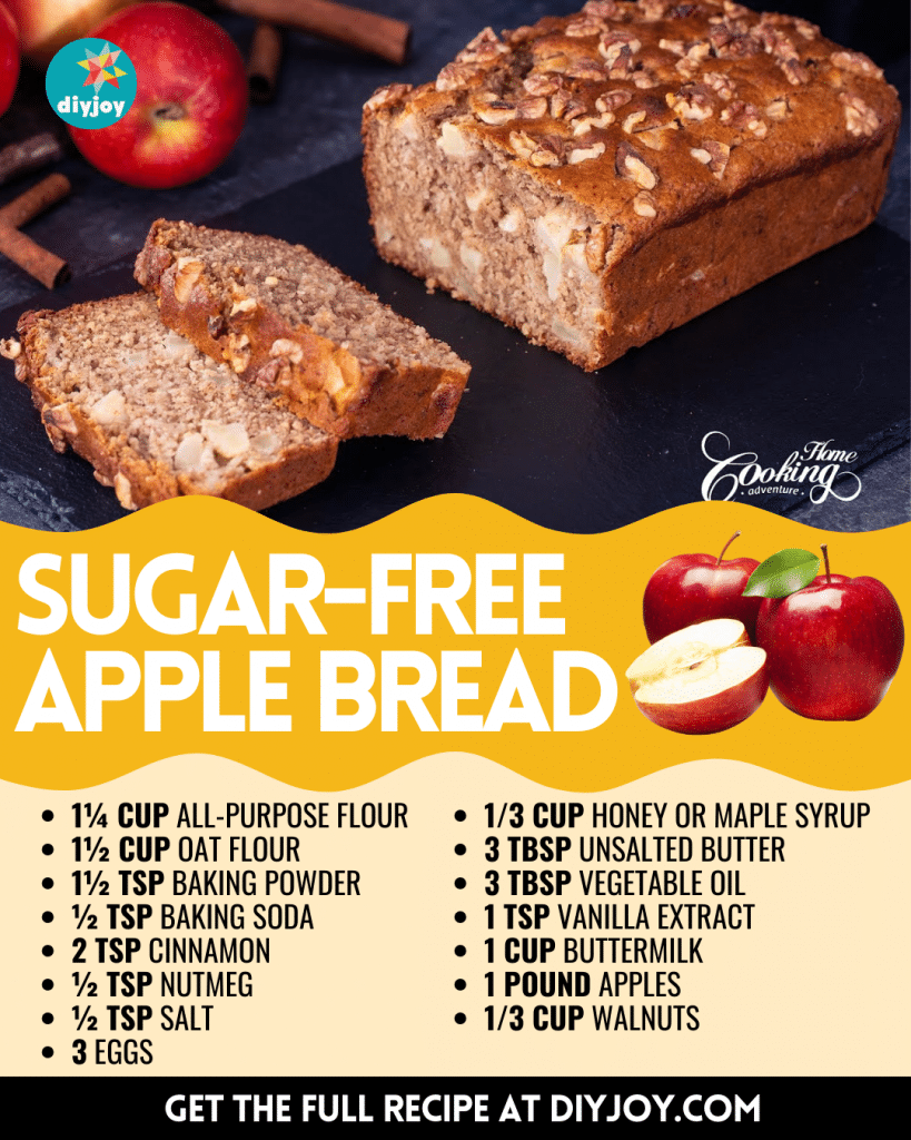 Healthy Sugar-Free Apple Bread Recipe - DIY Joy