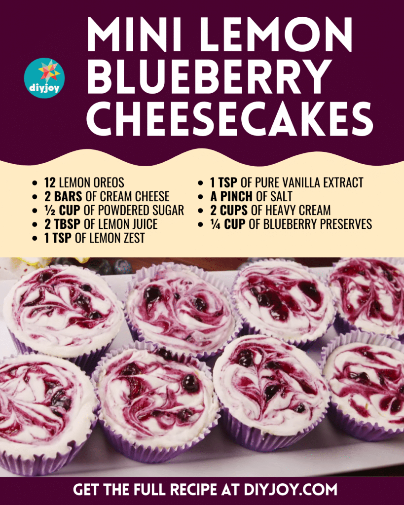 Easy Mini Lemon Blueberry Cheesecakes Recipe - DIY Joy