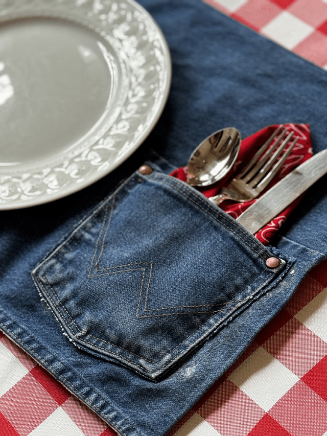 Jeans Pocket Placemats | Cute Denim Crafts - DIY Joy