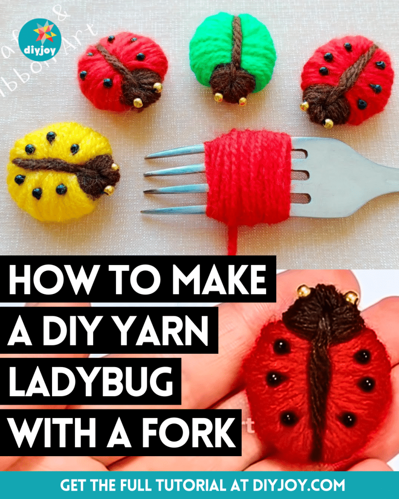 How to Make a DIY Yarn Ladybug with a Fork - DIY Joy