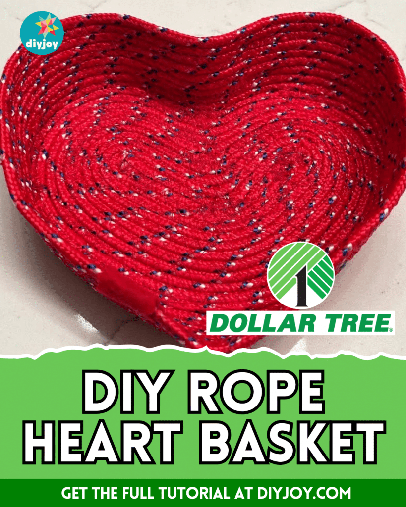 Easy DIY Dollar Tree Rope Heart Basket Tutorial - DIY Joy