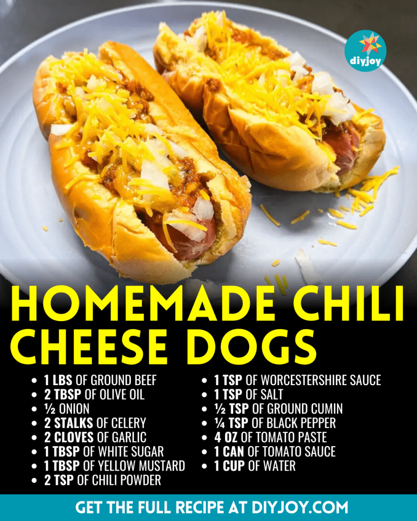 Easy Homemade Chili Cheese Dogs Recipe - DIY Joy