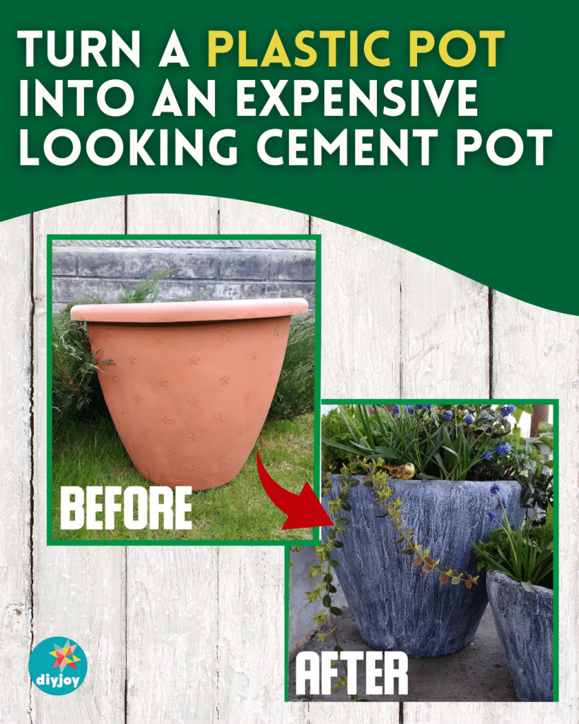 Turn a Plastic Pot Into an Expensive Looking Cement Pot