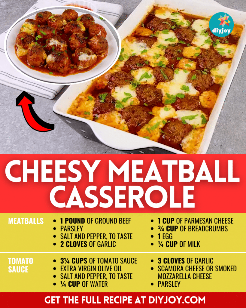 Easy Cheesy Meatball Casserole Recipe - DIY Joy