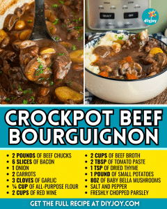 Easy Crockpot Beef Bourguignon Recipe - DIY Joy