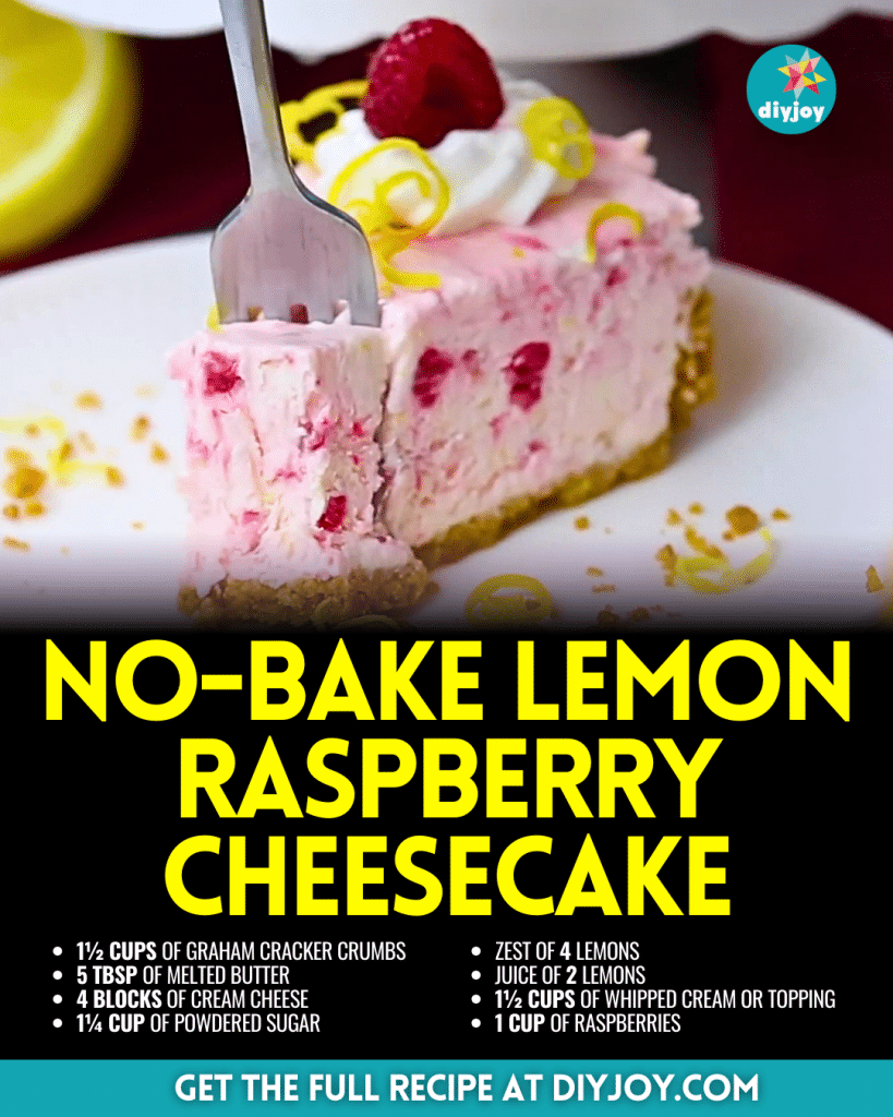 Easy No-Bake Lemon Raspberry Cheesecake Recipe - DIY Joy