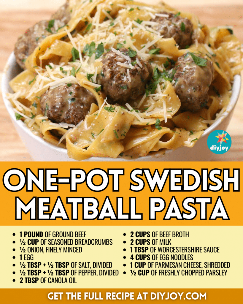 Easy One-Pot Swedish Meatball Pasta Recipe - DIY Joy