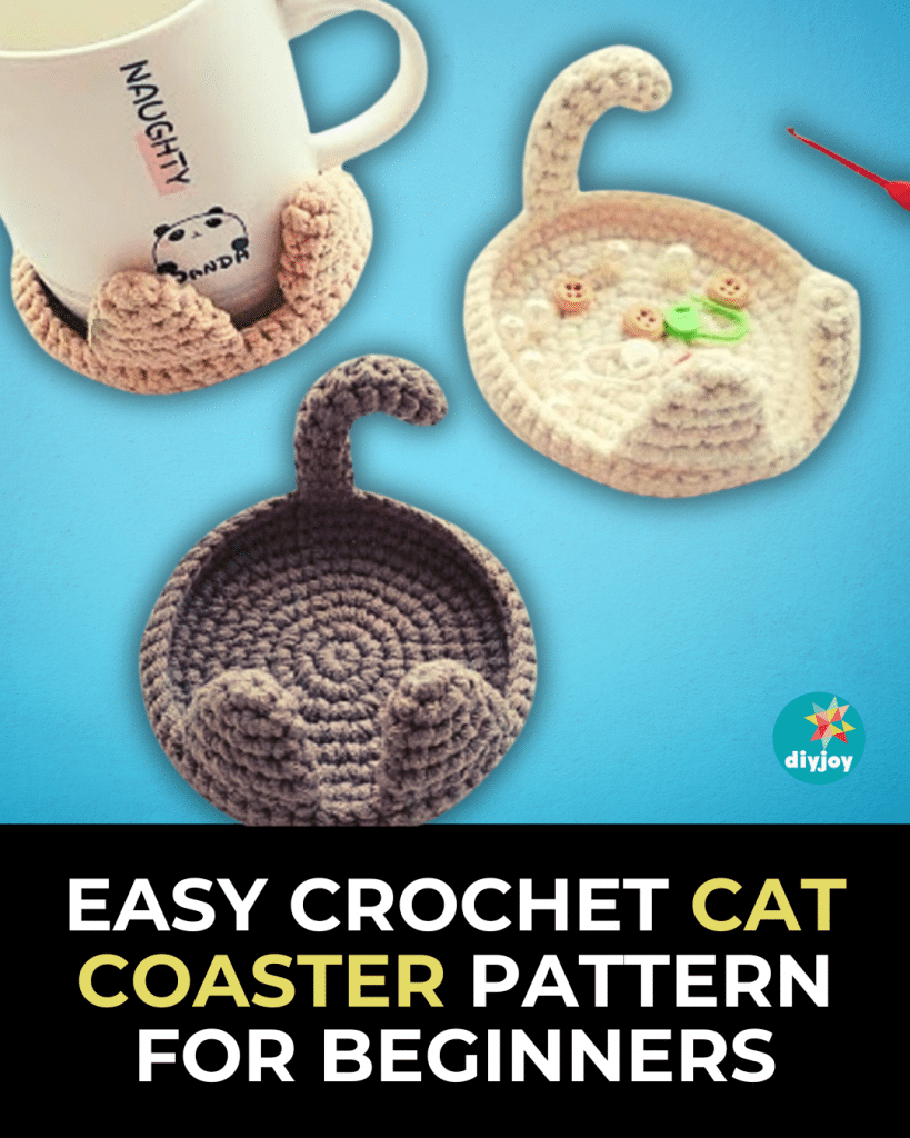 Easy Crochet Cat Coaster For Beginners