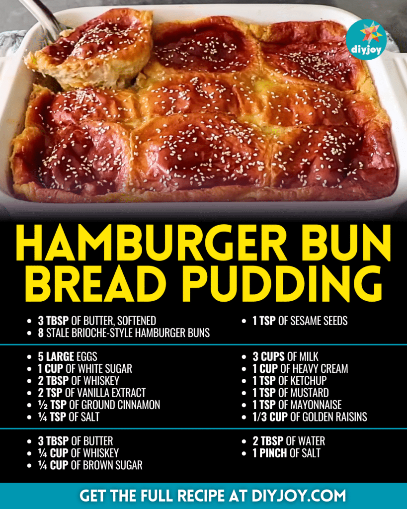Easy Hamburger Bun Bread Pudding Recipe - DIY Joy