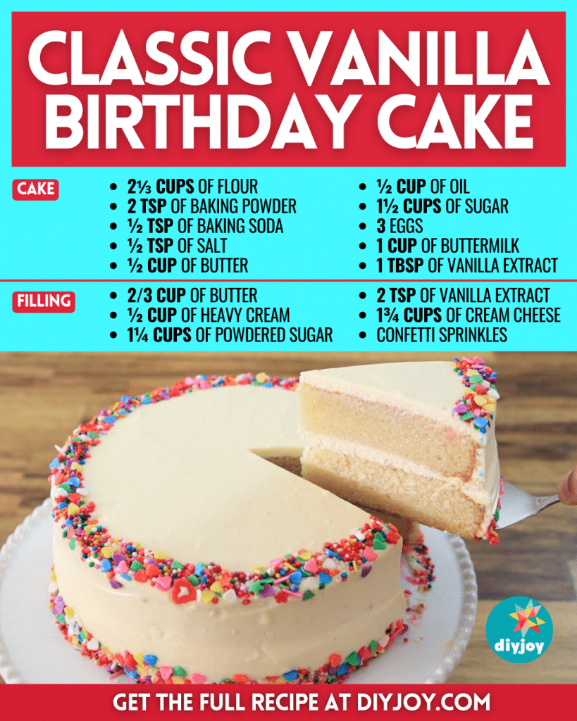Classic Vanilla Birthday Cake Recipe - DIY Joy