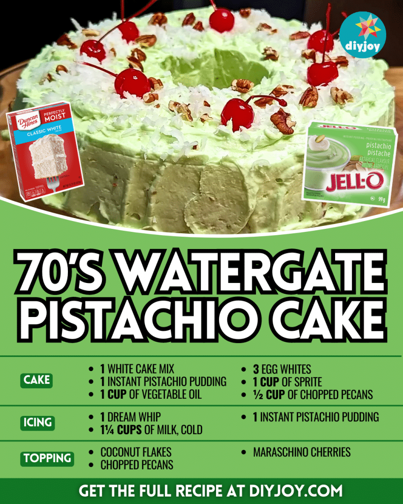 Easy 70's Watergate Pistachio Cake Recipe - DIY Joy