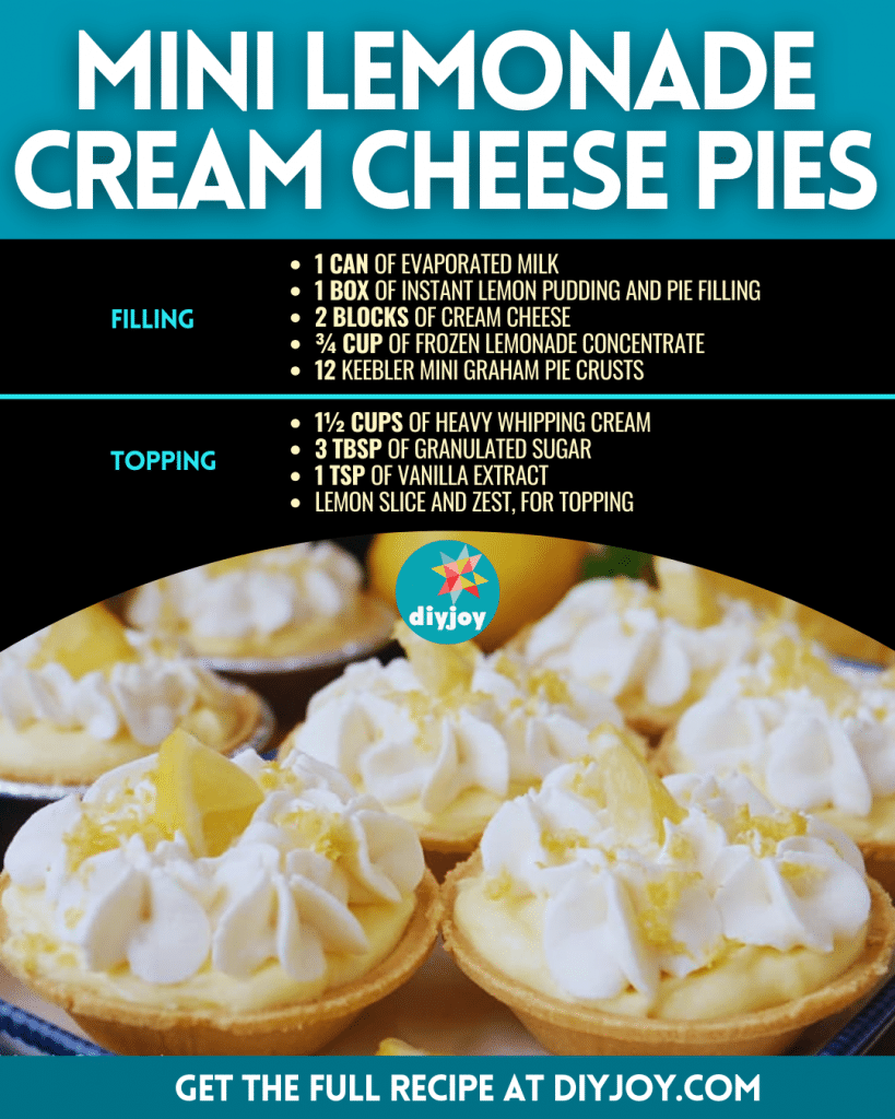 Easy Mini Lemonade Cream Cheese Pies - DIY Joy